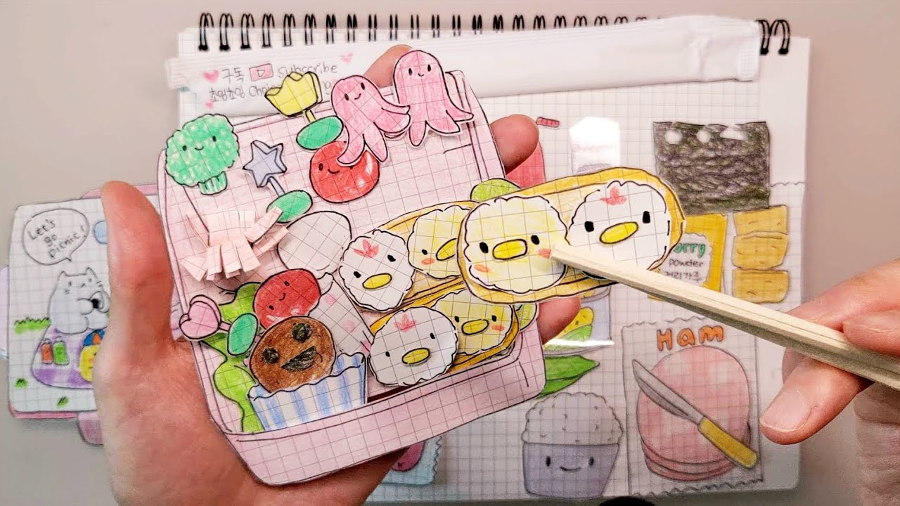 paper diy🌈 도시락 만들기 종이놀이 bento lunch box papercraft ASMR - YouTube