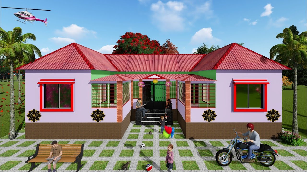 5 Bedroom Tin Shead Bricks House Design | ৫ বেডরুমের U - আকৃতি আধুনিক ...