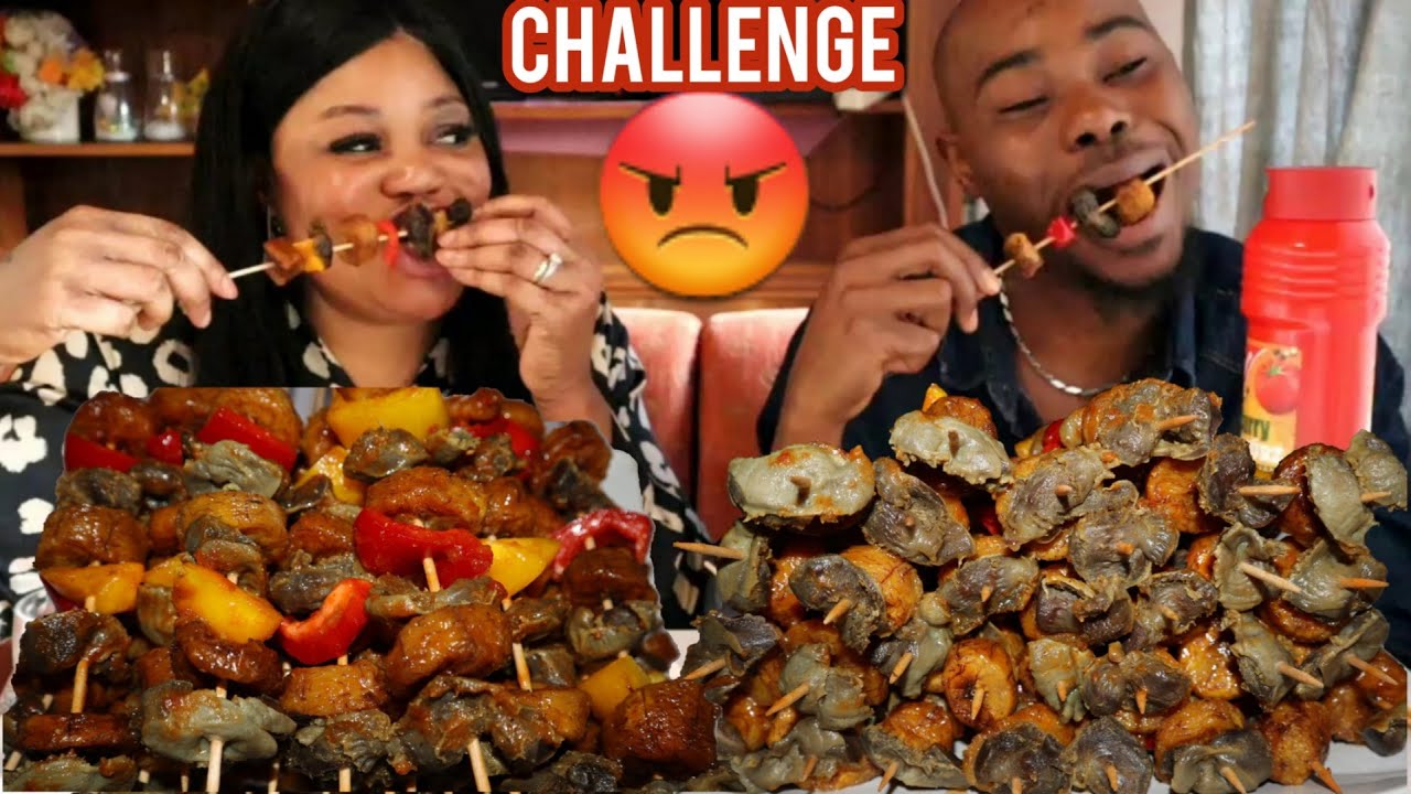 CHICKEN GIZZERDS AND PLANTAIN EATING CHALLENGE | STICK MEAT EATING ...