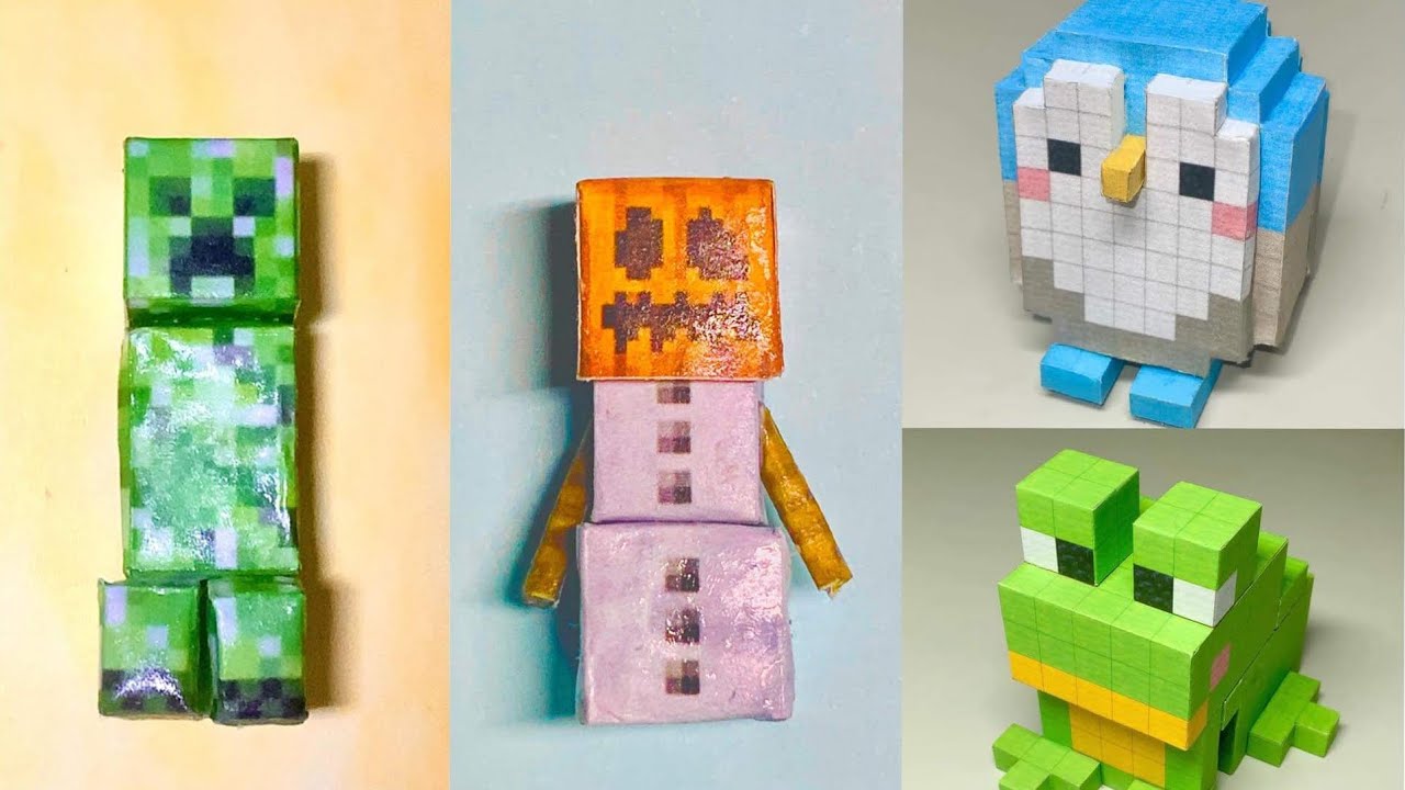 Minecraft papercraft//mobs and animal buildings （creeper,snowman ...