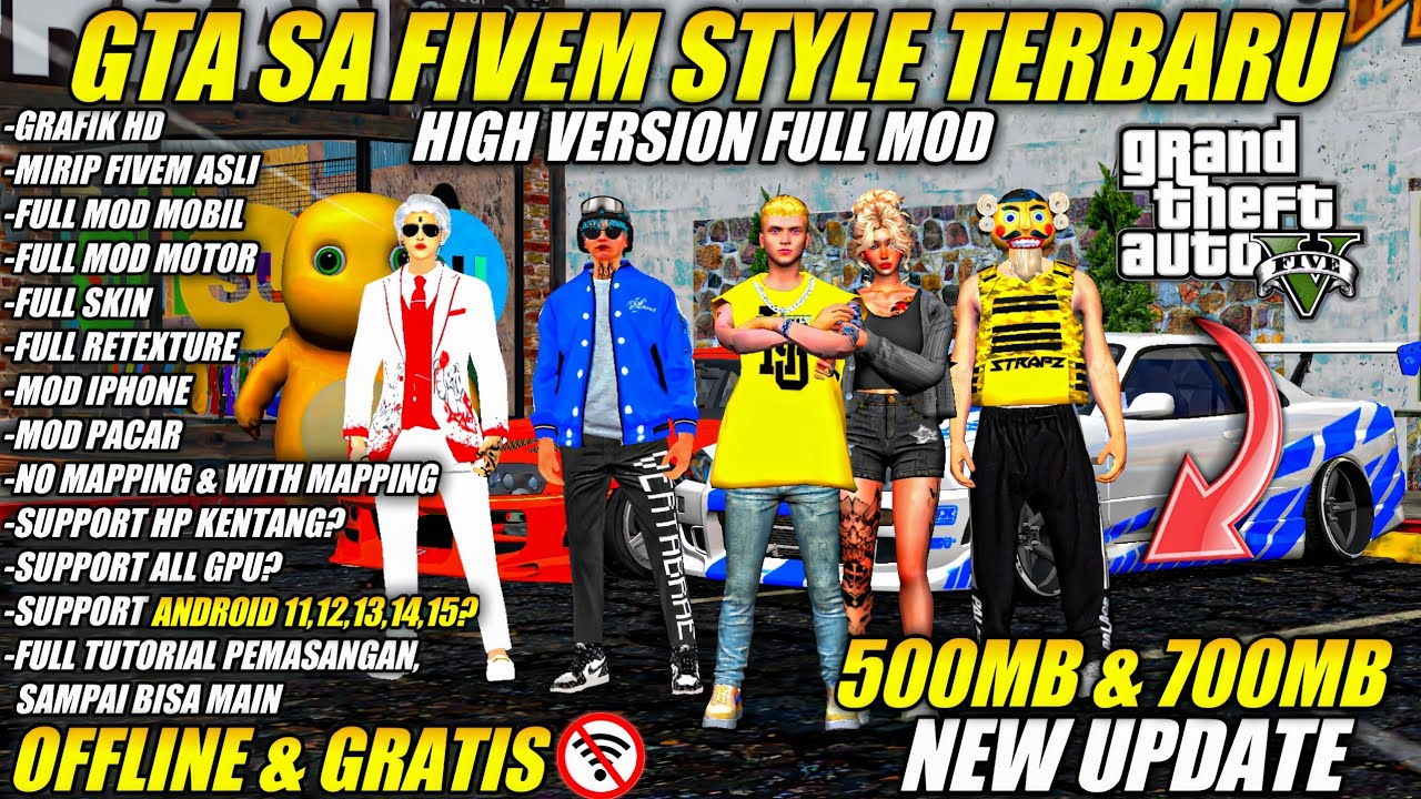 SHARE‼️GTA SA FIVEM STYLE HIGH VERSION FULL MOD MOBIL + MOD MOTOR ...
