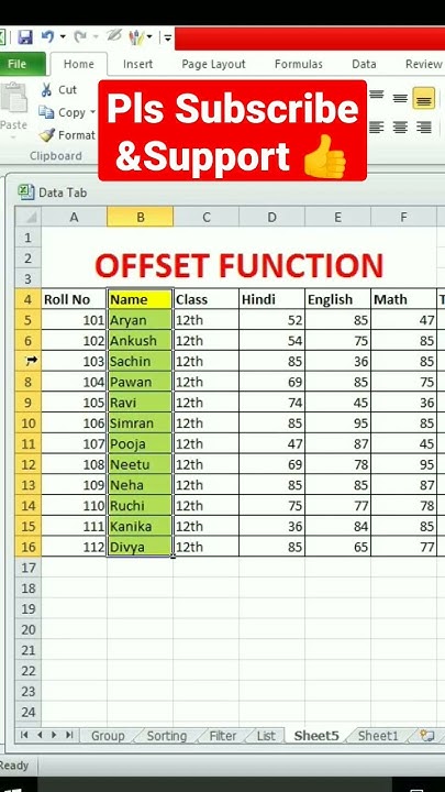Offset function in Excel #learn #excel #shorts #viral #tricks #youtubeshorts#easy #like#support ...