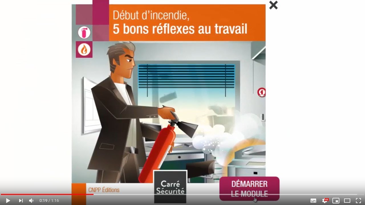 Carré Sécurité animé : début d'incendie, 5 bons réflexes au travail ...