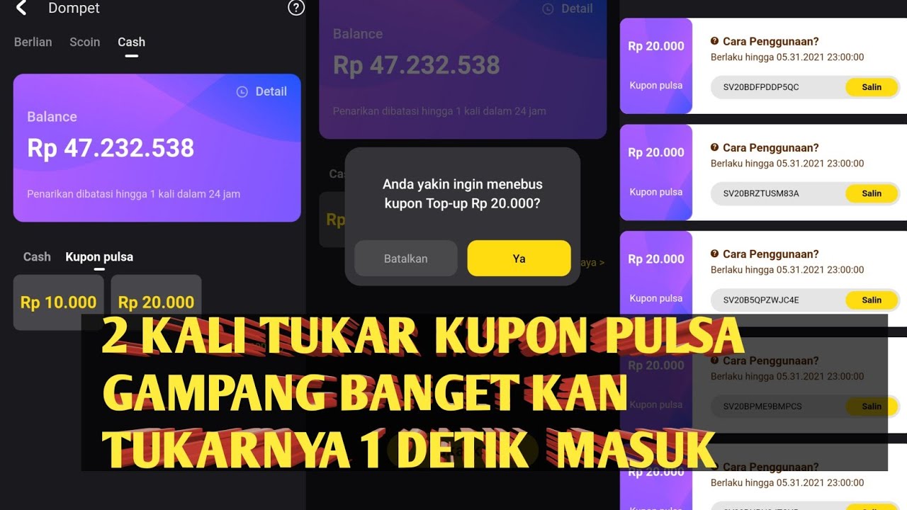 CARA TUKAR KUPON PULSA SECARA GRATIS DI SNACK VIDEO - YouTube