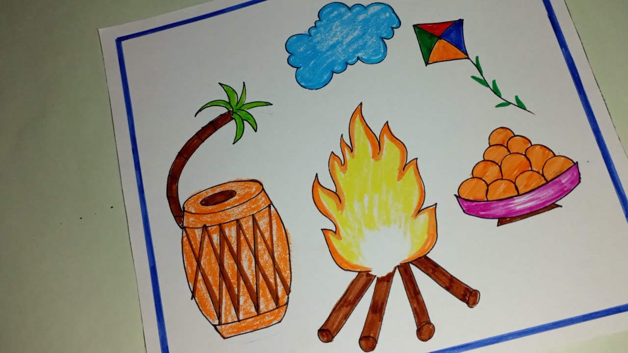 Lohri drawing/Lohri Drawing Easy Steps/Lohri Festival Drawing/Happy ...