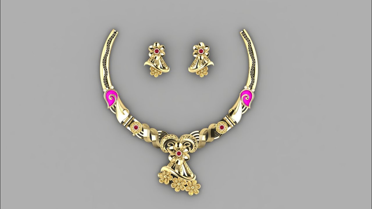 New Neklesh Set 3D modeling Fansy design Full antique Rhino Matrix 9 ...
