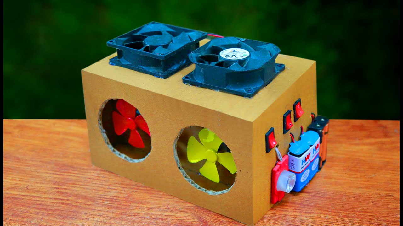 How to make simple Air Cooler at home with Cardboard DC motor - Air ...