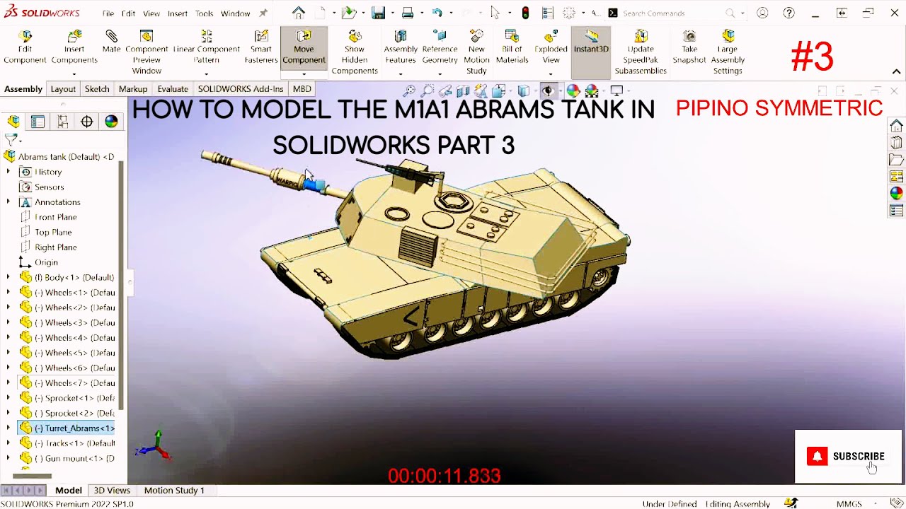 How to model the M1A1 Abrams tank in SolidWorks part 3 - YouTube