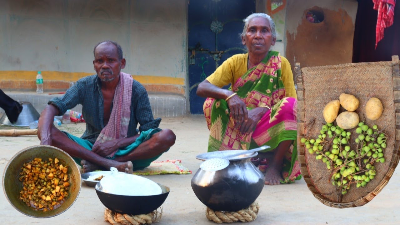 Tribe Grandpa and Grandma Cooking \\ FIG with POTATO RECIPE \\ Cooking ...