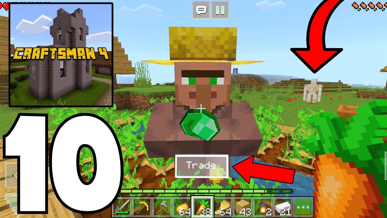 Craftsman 4 - Survival Gameplay Part 10 - VILLAGE AND TRADING!!? (2022 ...