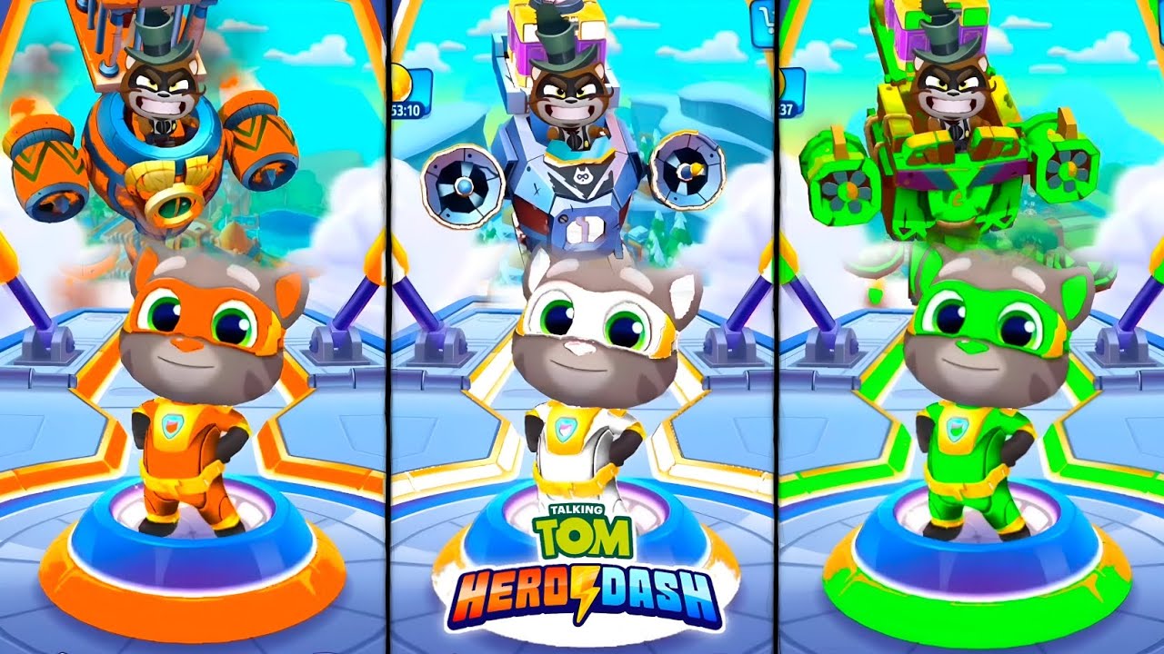 Talking Tom Hero Dash - Orange Tom, White Tom, Green Tom, - Save The ...
