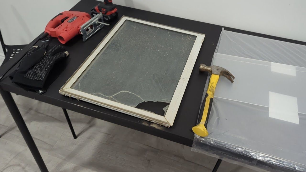Easy broken window fix - metal frame landlord special. - YouTube