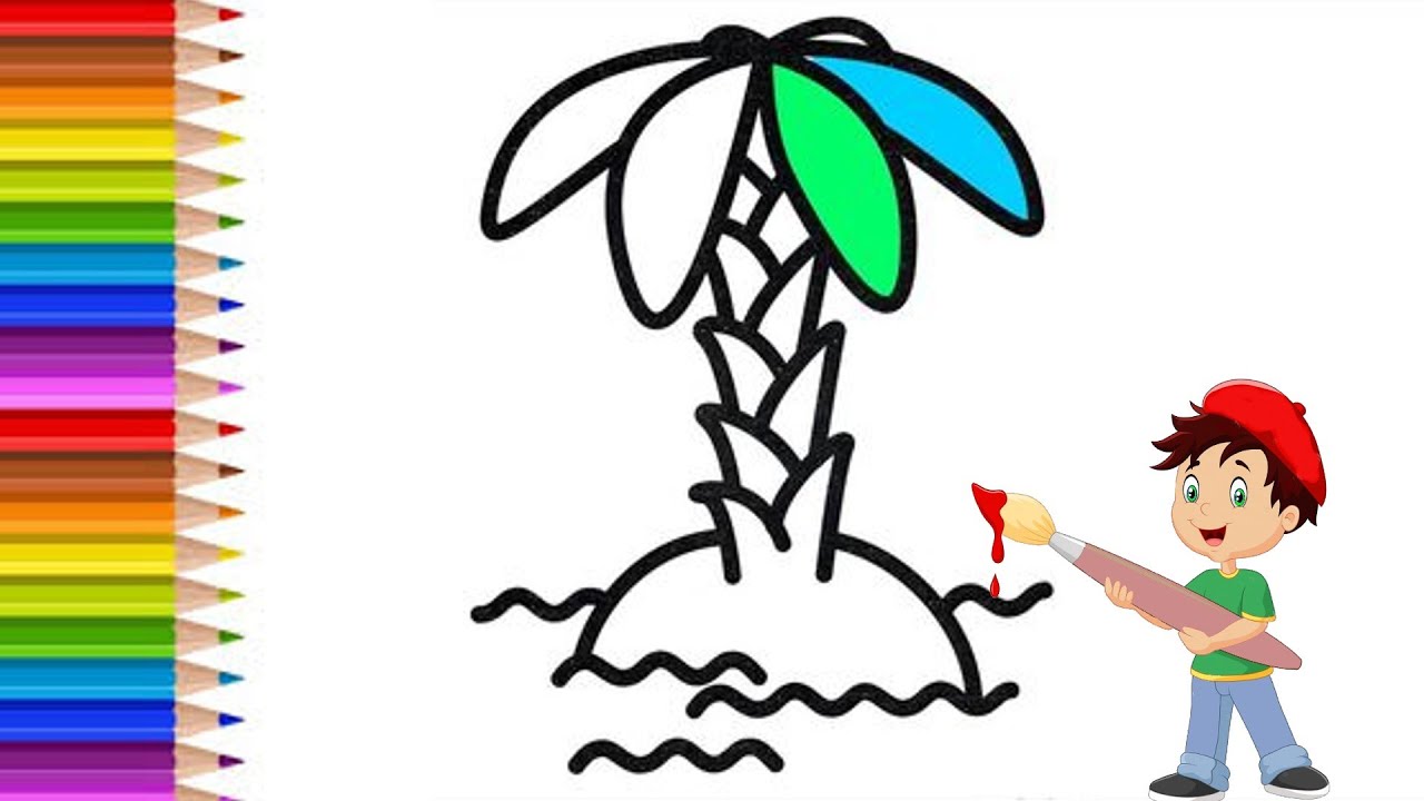 Draw a picture of a palm tree| Нарисуй пальму| Haz un dibujo de una ...