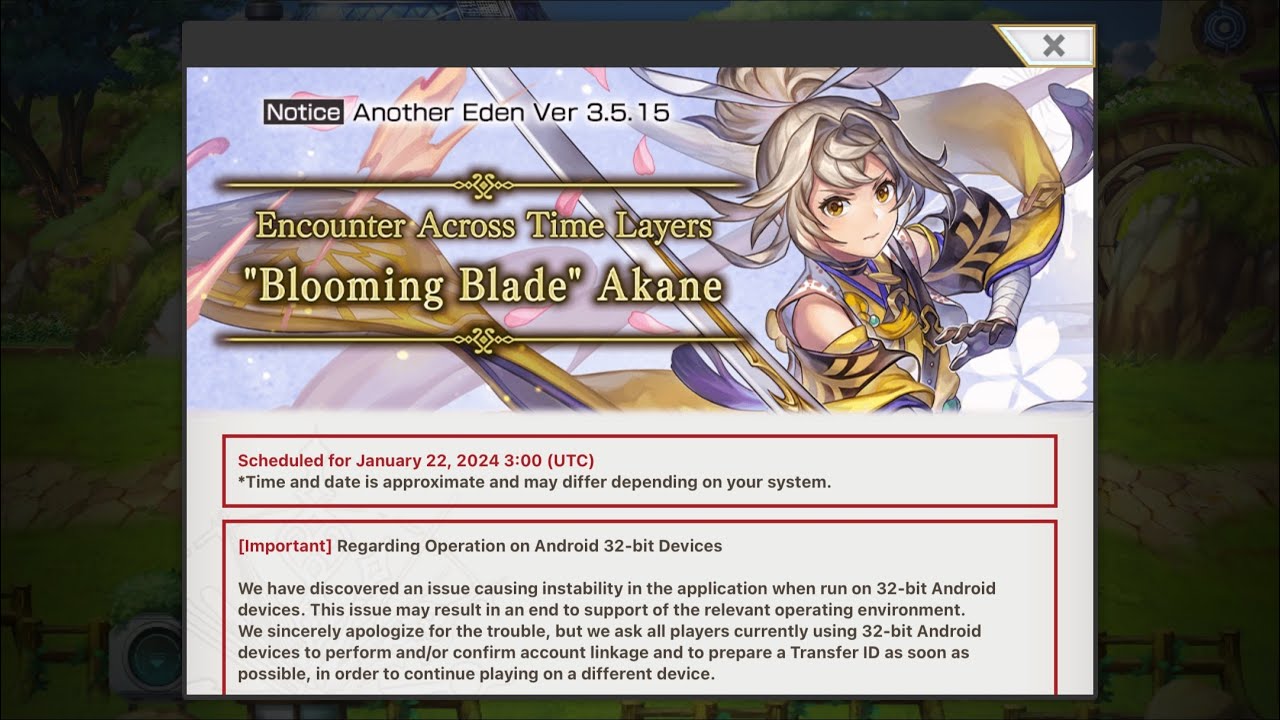 Another Eden Global Update 3.5.15 Encounter Across Time Layers "Blooming Blade" Alter Akane ...