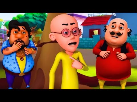Motu Patalu is thinking of going to play car game , standing next to ...