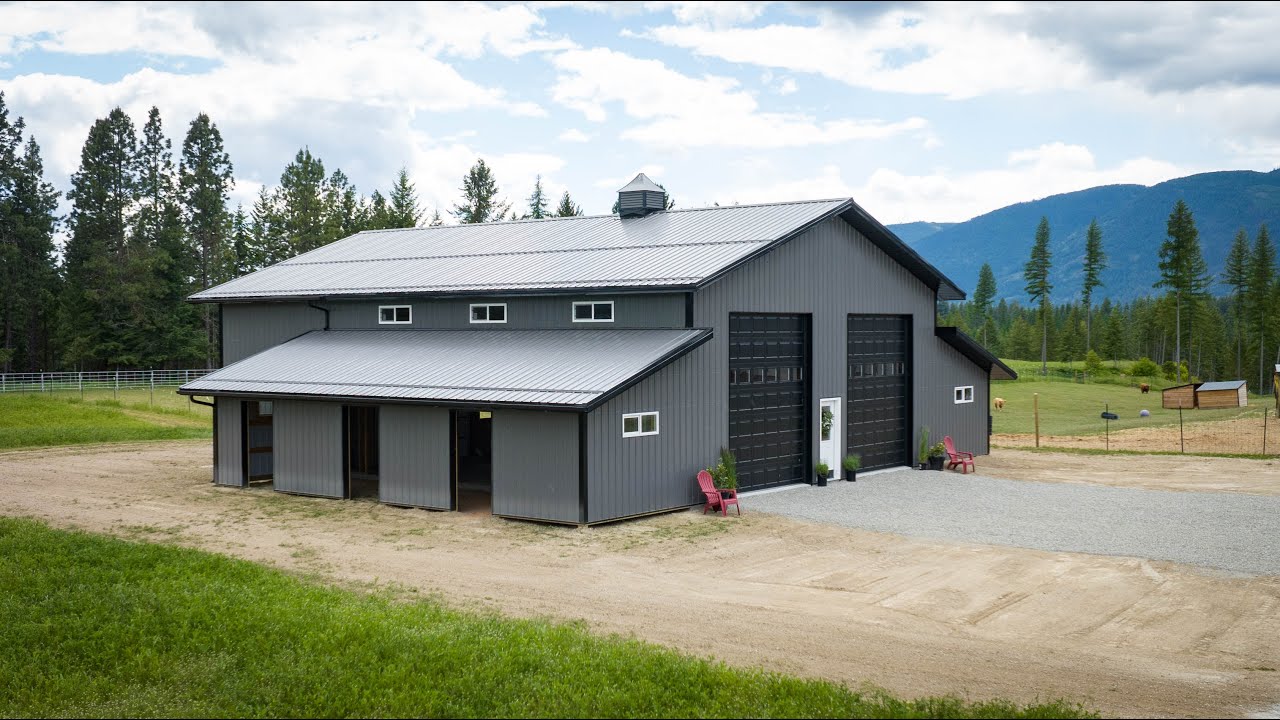 Pole Barn 40x64 w/12' lentos. Drone flyby and a some Timelapse of the ...