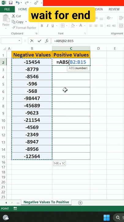 convert Negative numbers to Positive numbers| convert Negative values to #positive #excel # ...