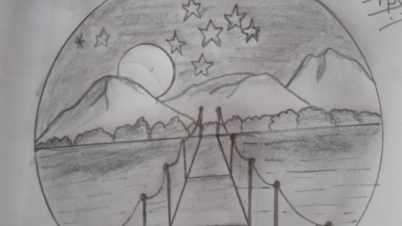 Beautiful moon and stars singing in the night 🌉 beautiful scenery ...