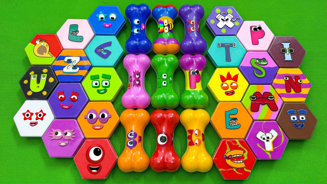 Rainbow SLIME🌈 Looking Numberblocks, Alphablocks Hexagon, Bone Coloring ...