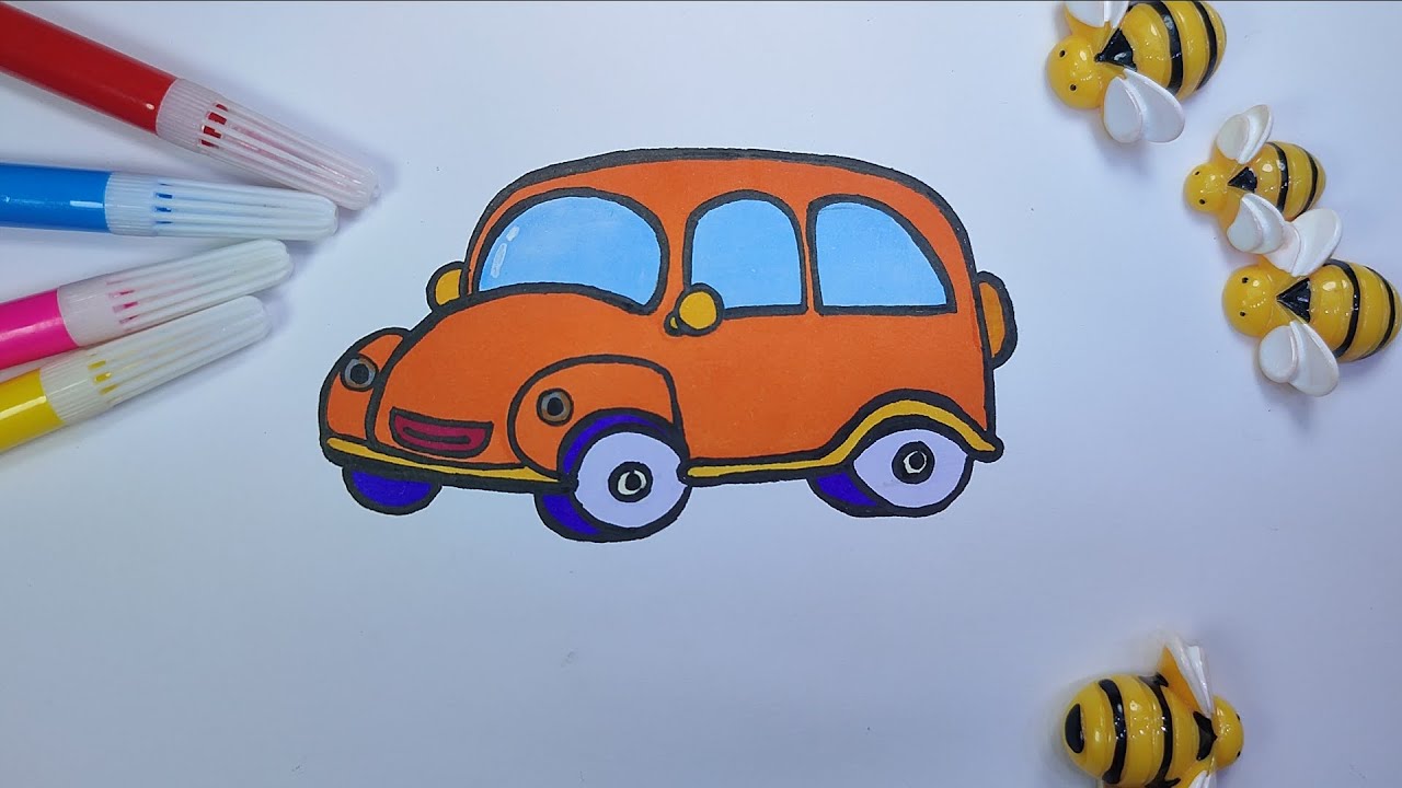 Let's Draw and Color a New Car - YouTube