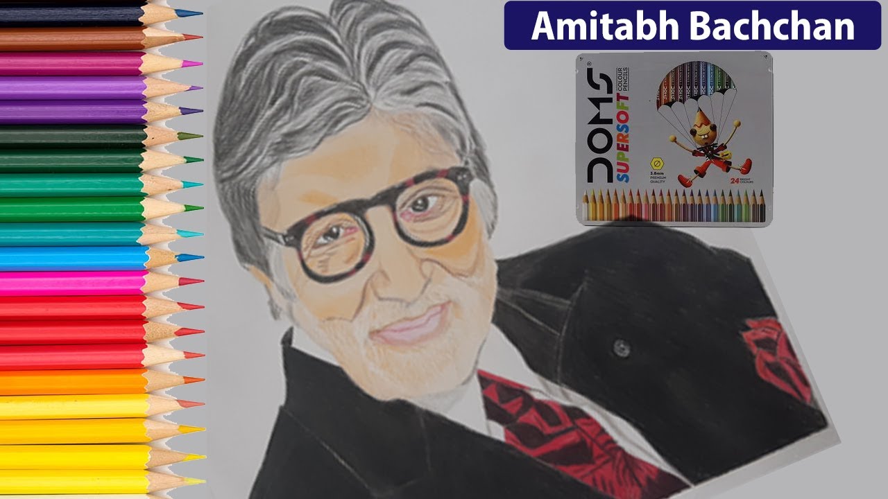 Amitabh Bachchan Drawing with Coloured Pencil Easy Step by Step ...