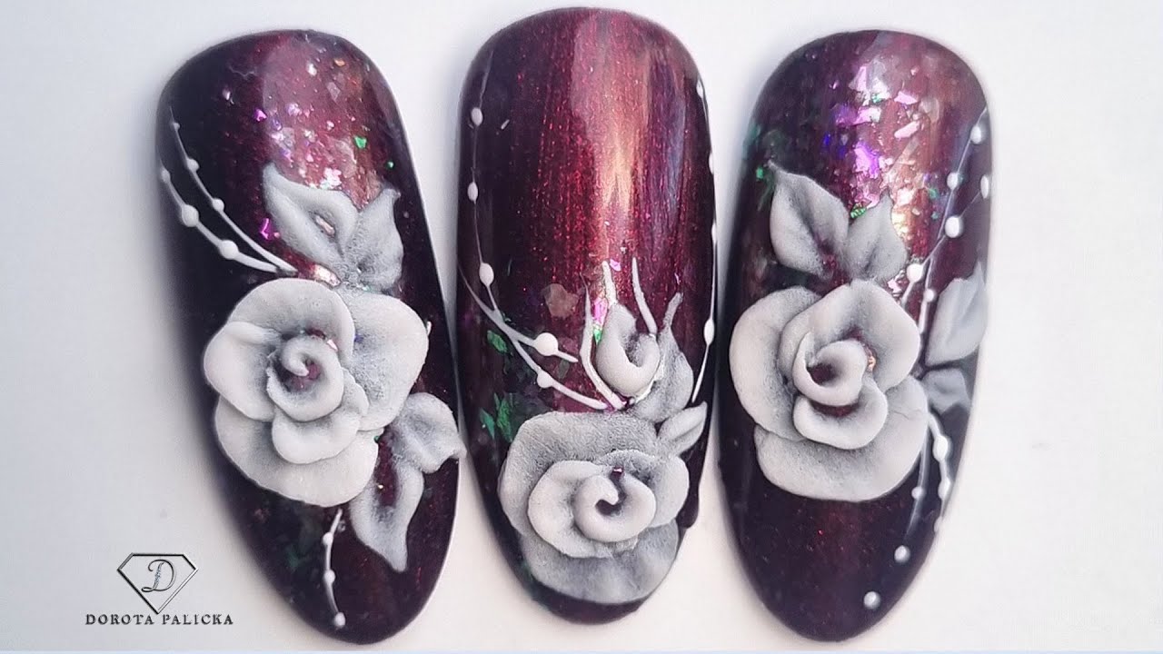 3D Acrylic Roses nail art. Learn how to do Acrylic 3D flowers. - YouTube