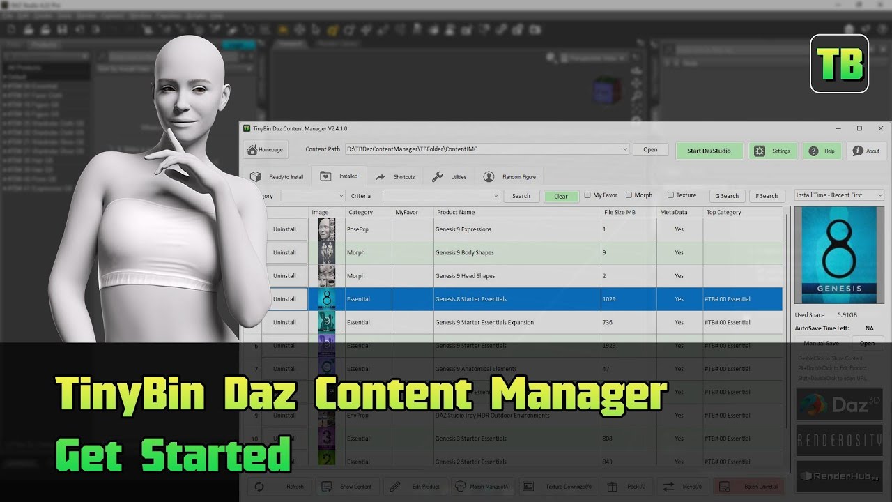 Get Started - TinyBin Daz Content Manager (DazStudio Content Manager) - YouTube