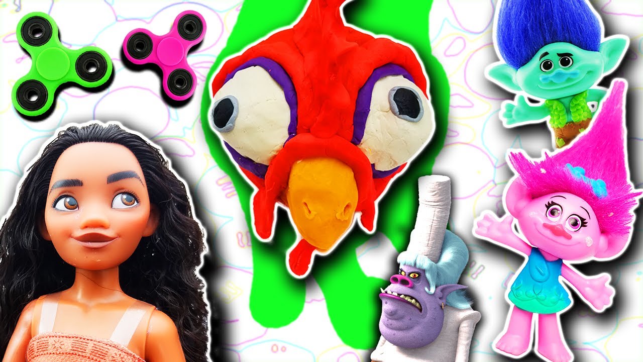 Moana & Trolls Movie Poppy & Branch Feed Heihei Drill N Fill Head! The ...