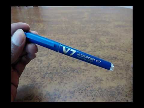 PILOT V7 HI-TECPOINT 0.7 CARTRIDGE SYSTEM PEN - YouTube