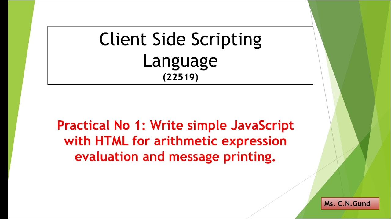 Client side scripting language(22519)| I n Marathi | Ms . C. N. Gund - YouTube