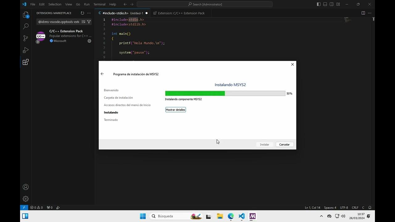 Crear y ejecutar software nativo de Windows con Visual Studio Code y MSYS2 - YouTube