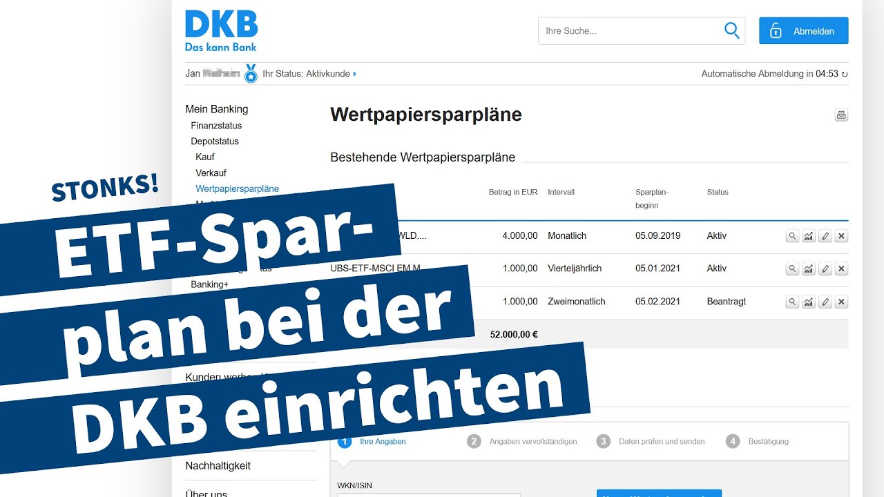 ETF-Sparplan bei der DKB anlegen und einrichten – Tutorial, Anleitung für Einsteiger - YouTube