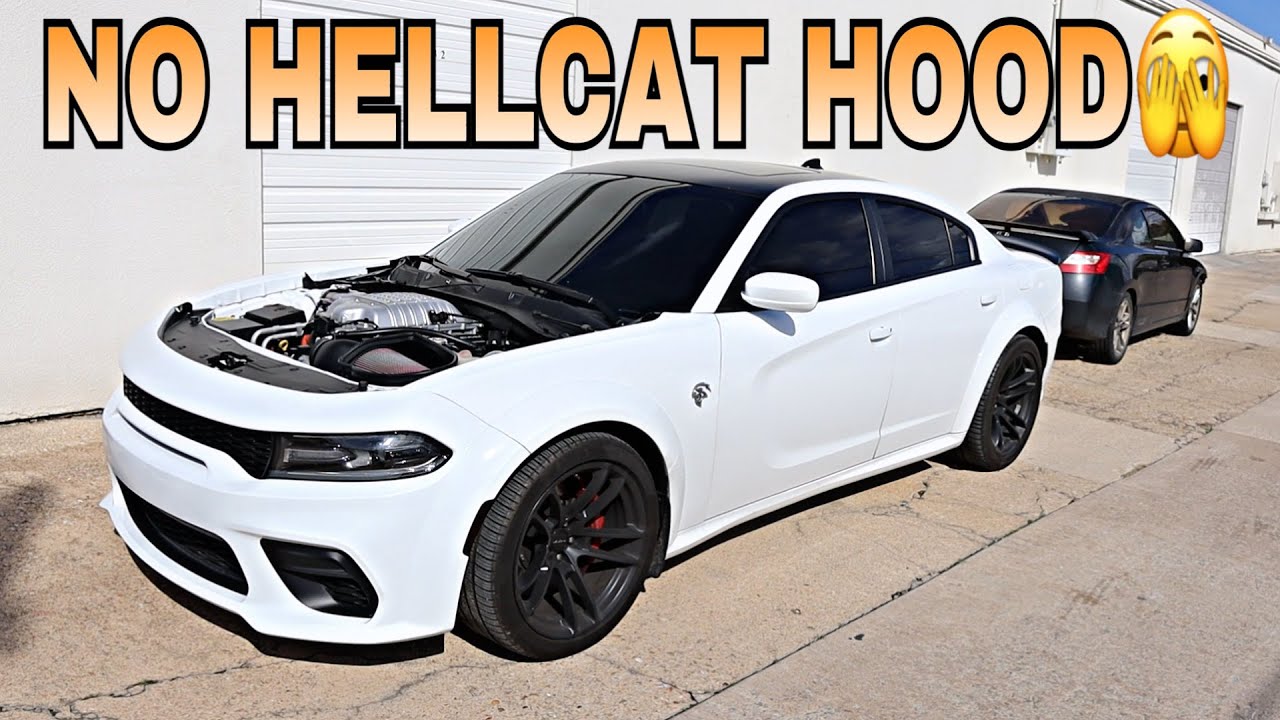 DRIVING A HELLCAT WITH NO HOOD - YouTube