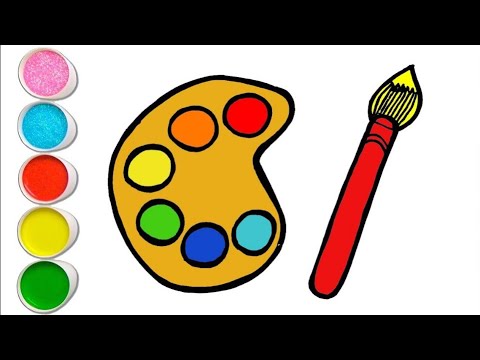 How to Draw Colour Palette&Brush||Lets Drawing,Painting colour palette ...