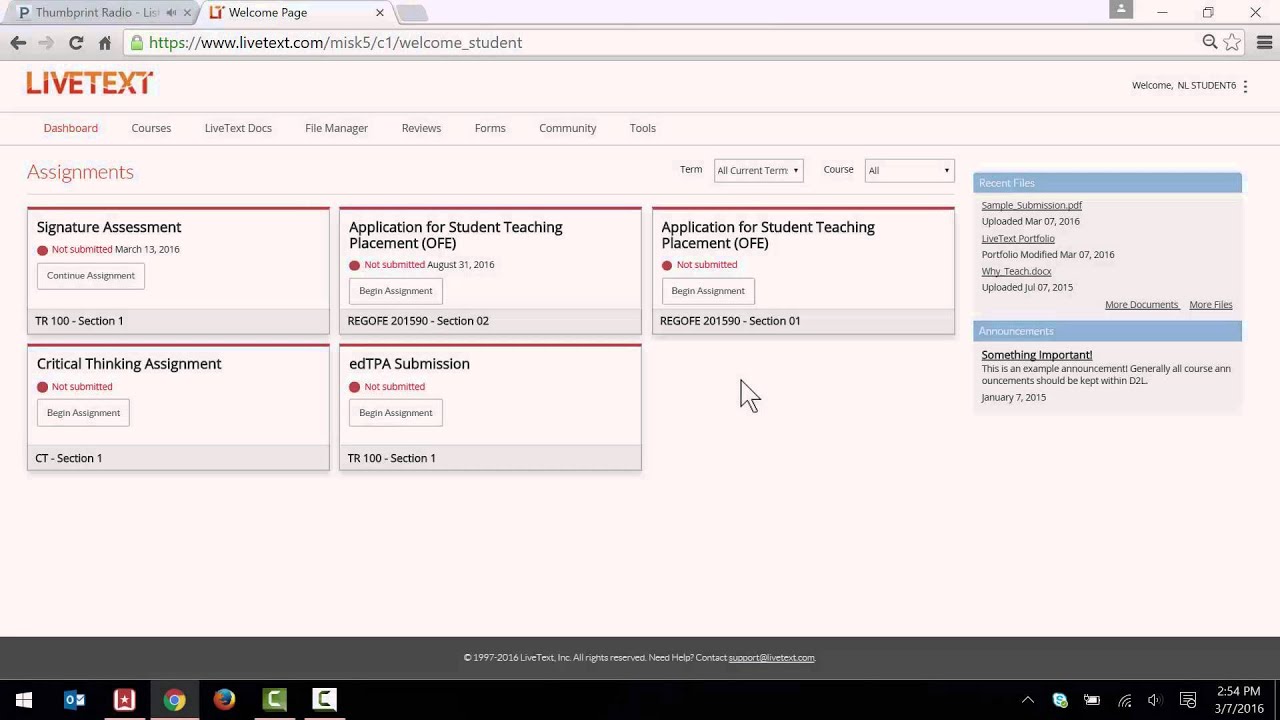 Submit an Assignment in LiveText - YouTube