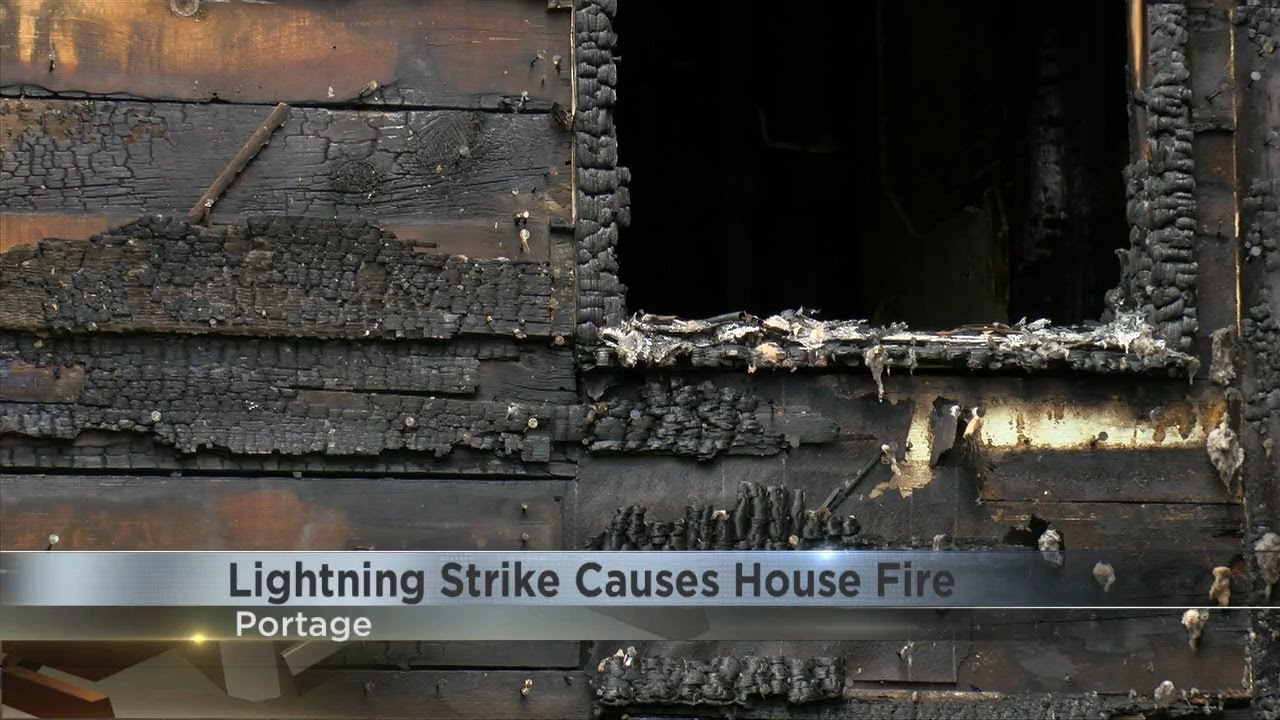 Lightning strike causes Portage home to start on fire - YouTube