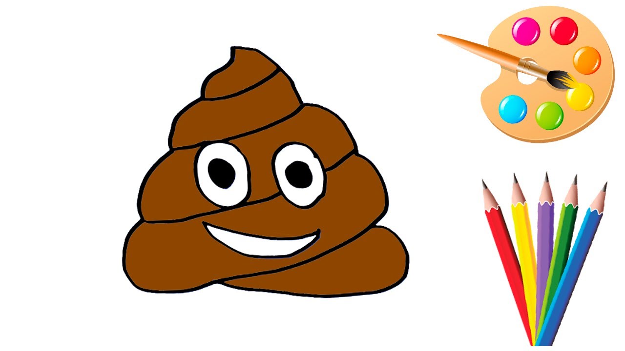 How to draw poo emoji | Drawing poo emoji for kids - YouTube