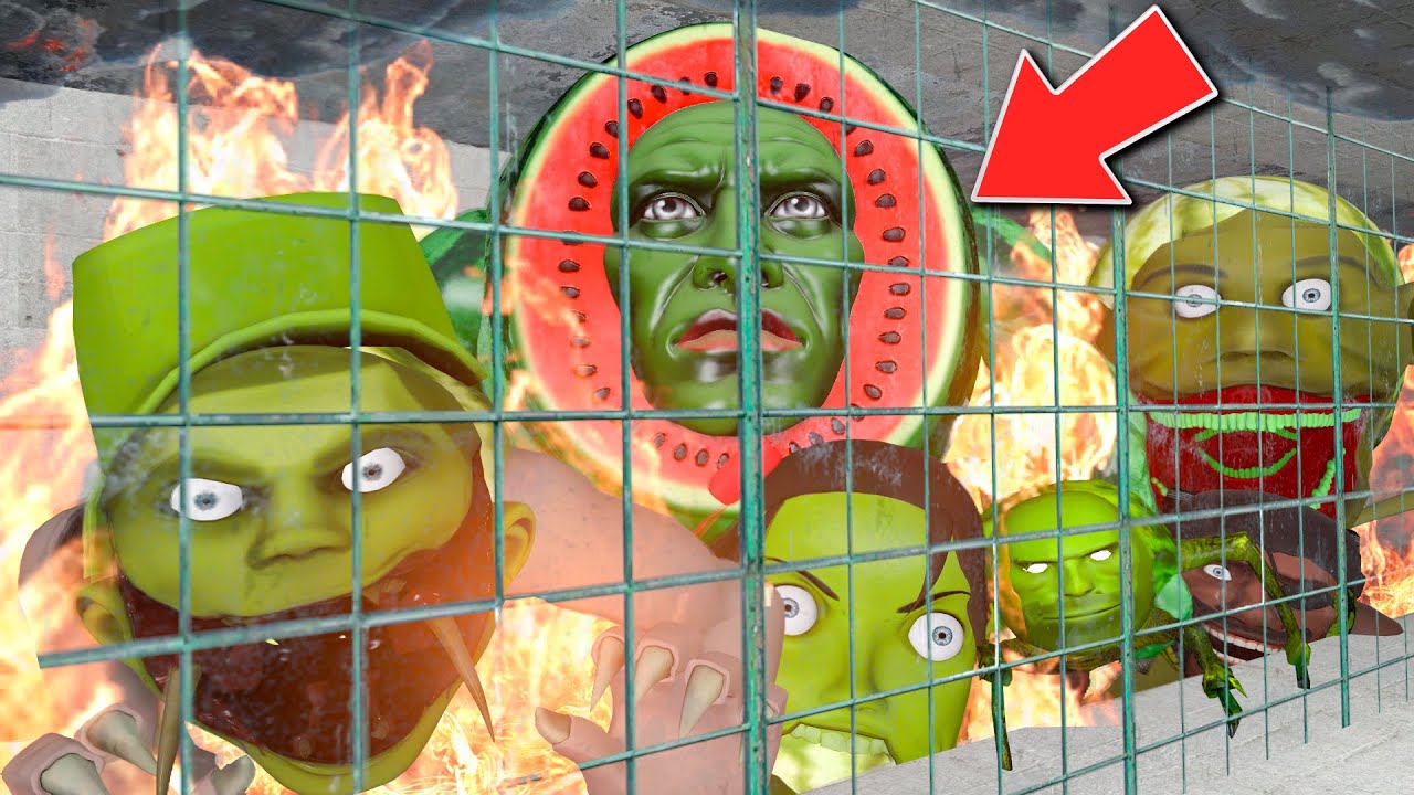 BURNING ALL NEW LIN GANG MELON MEME FAMILY IN LAVA in Garry's Mod ...