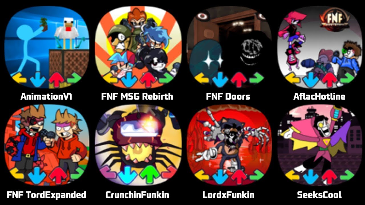 FNF Animation V1, FNF Impostor V5, FNF MSG Rebirth, FNF Doors, FNF ...