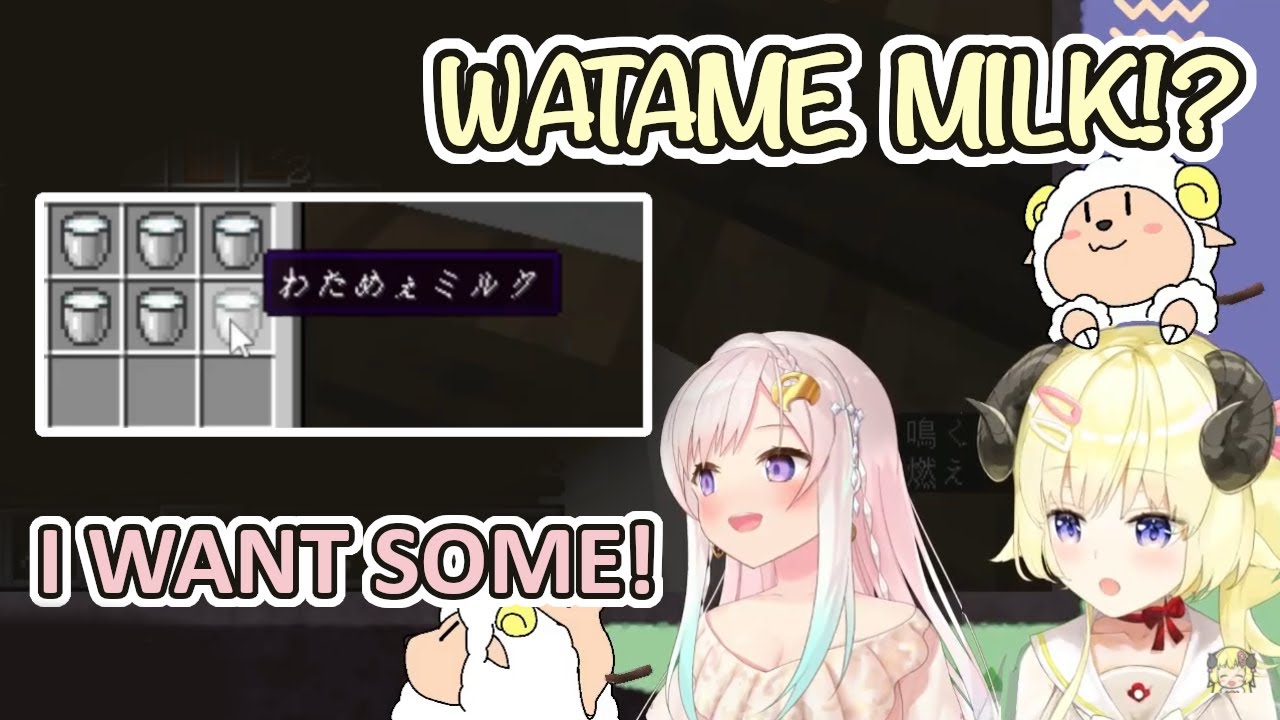 Iofi Drinks Watame Milk Right in Front of Watame - YouTube
