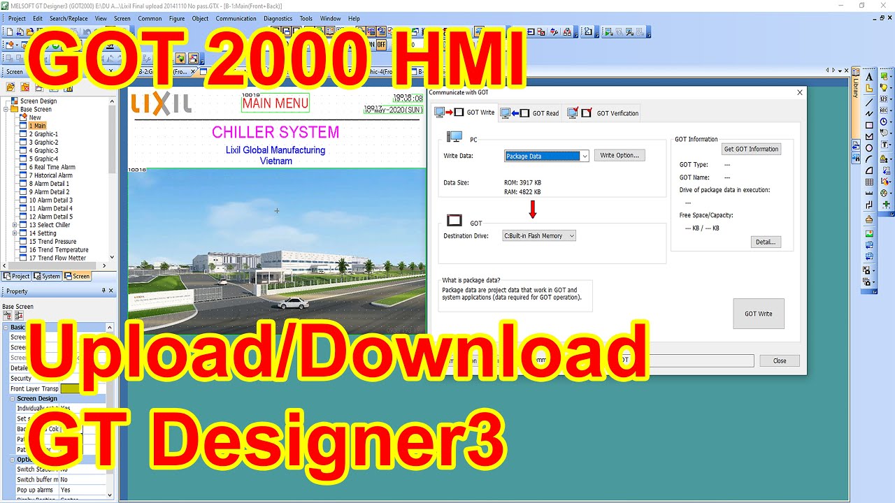 GT Designer3: Upload and Download program GOT2000 HMI by USB cable - P4 ...