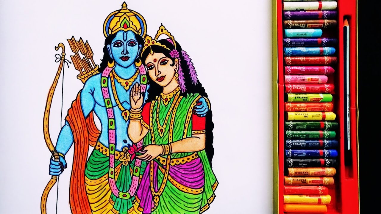 How to Draw Time-lapse Painting Of God Shri Ram and Sita Mata | Drawing ...
