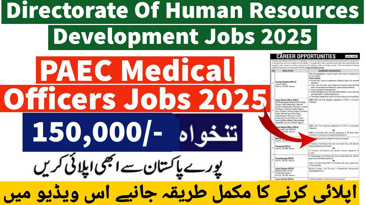 Directorate Of Human Resources & Development Jobs 2025 - PAEC Medical ...