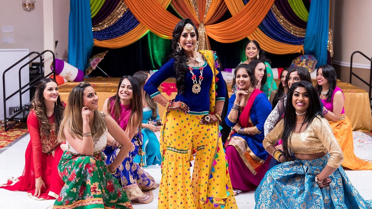 Tanjeev & Bhangra Empire Girls Sangeet Performance - YouTube