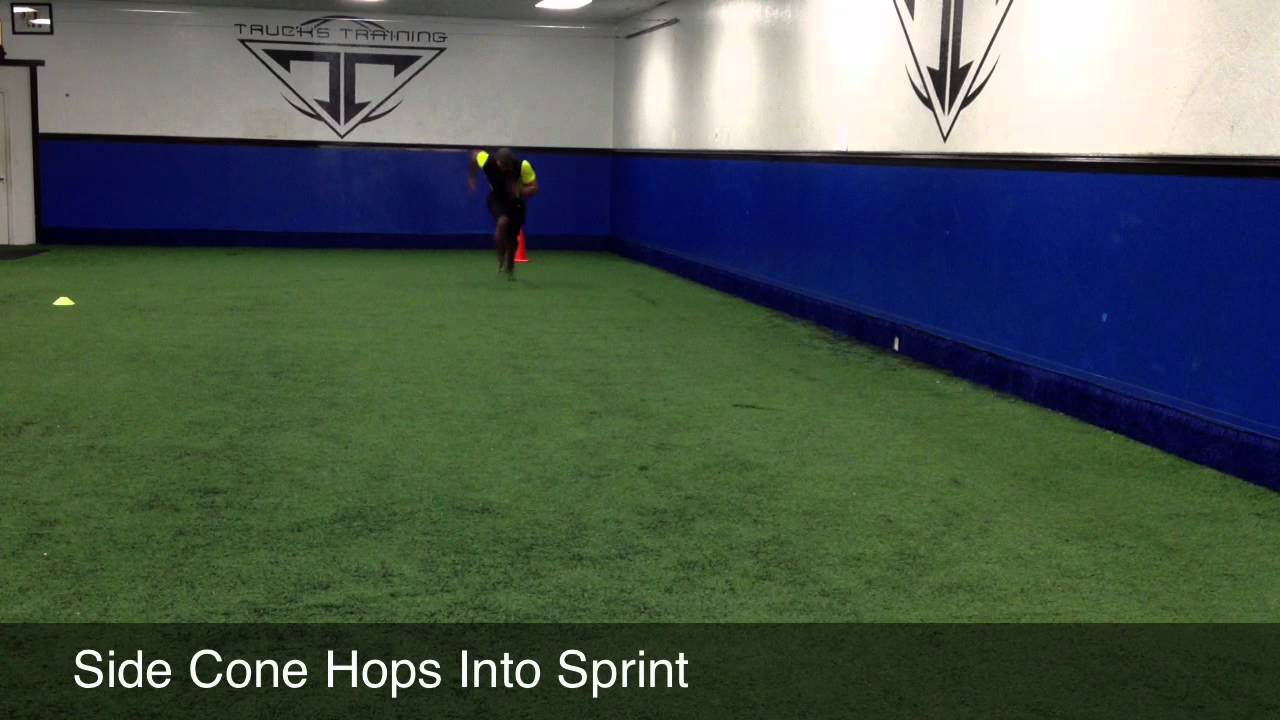 Side Cone Hops Into Sprints - YouTube