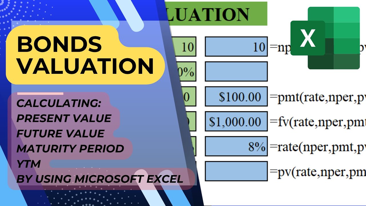 Bonds Valuation Using Microsoft Excel |Finding PV, FV, n, YTM, and ...