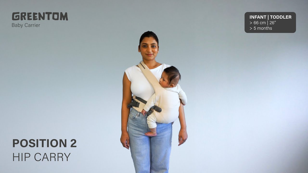 Greentom Baby Carrier | Position 2 hip carry (infant/toddler) - YouTube