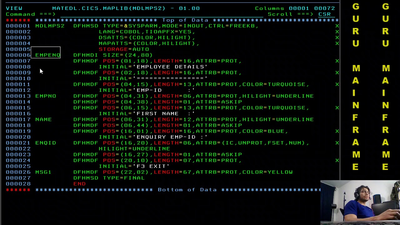 #2 | CICS DEFINICION DEL MAPA DFHMDI | IBM MAINFRAME - YouTube