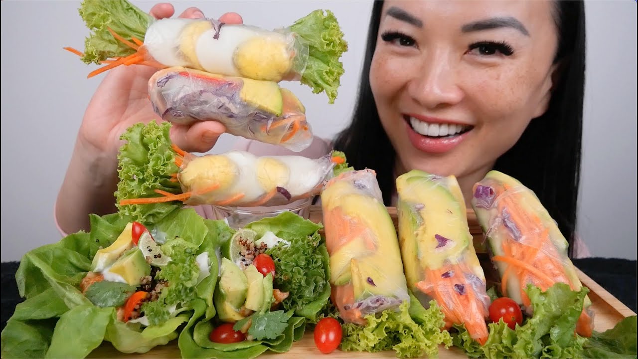 HEALTHY SALAD ROLL (ASMR EATING SOUNDS) LIGHT WHISPERS | SAS-ASMR - YouTube