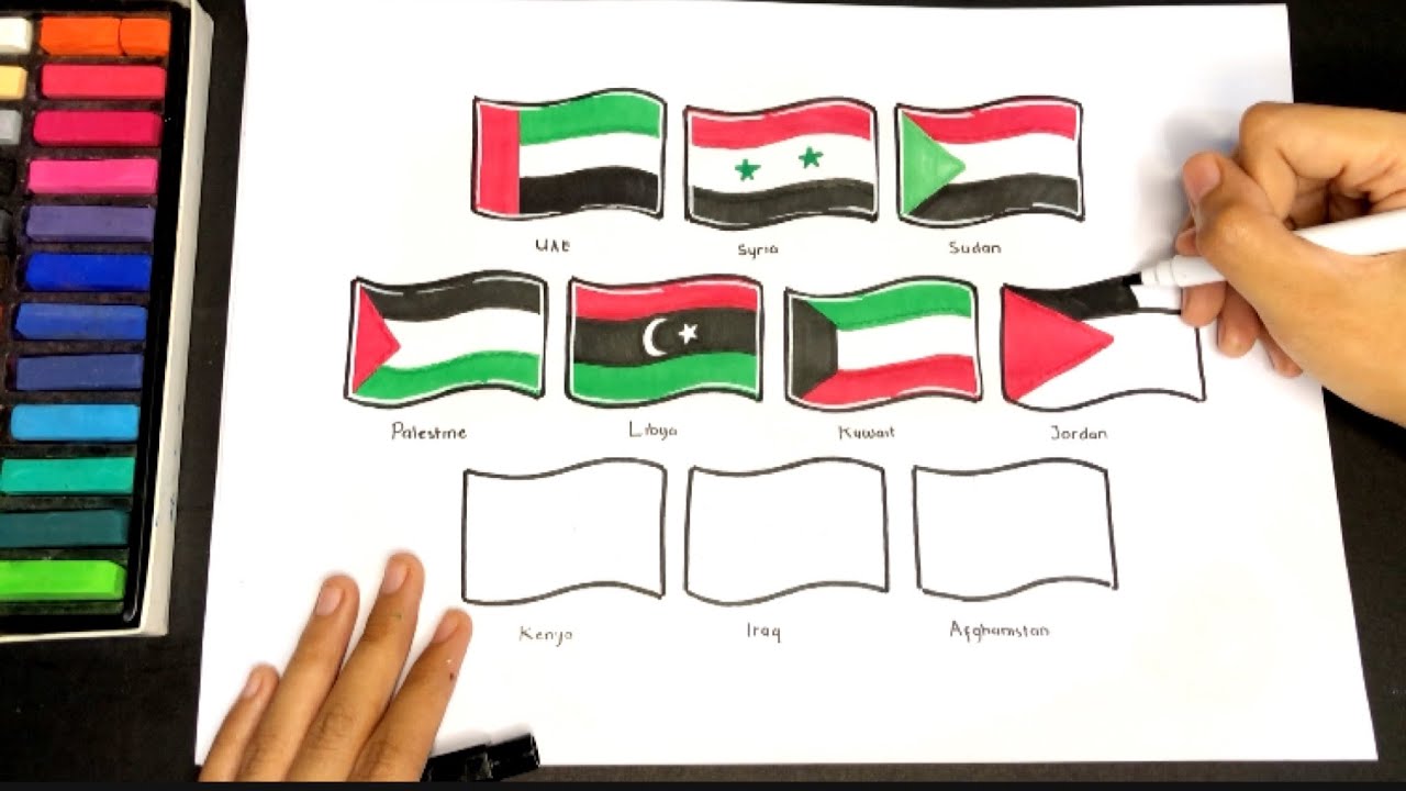 I draw all ️💚🤍🖤 country flags #flag - YouTube